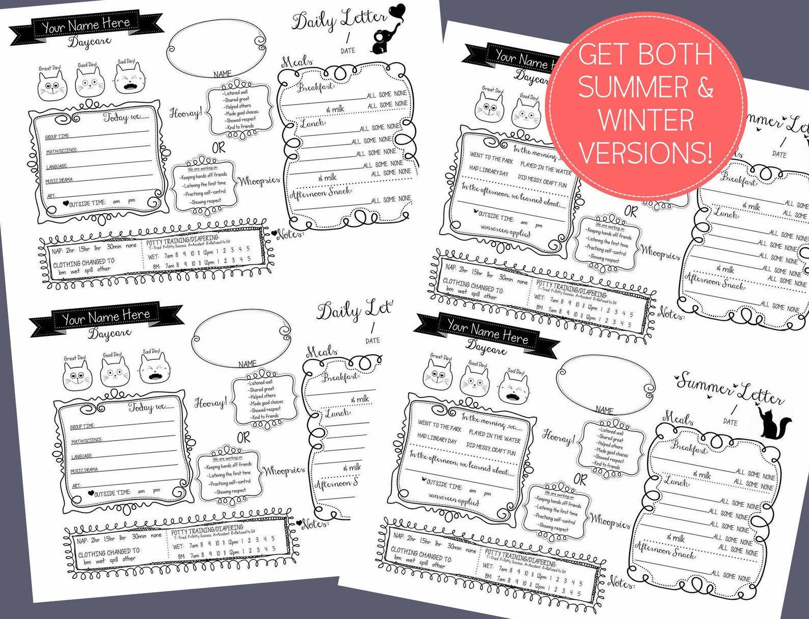 DAILY LETTER/REPORT : Daycare / Preschool / Child Care / Early - Etsy