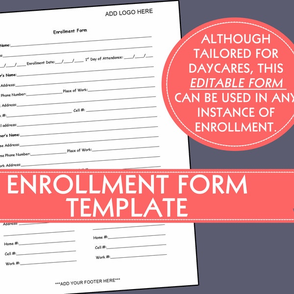 Daycare Enrollment Template - Etsy