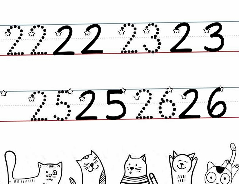 NUMBER HANDWRITING SET 1-26: Prek Kindergarten/numbers 1-26 - Etsy