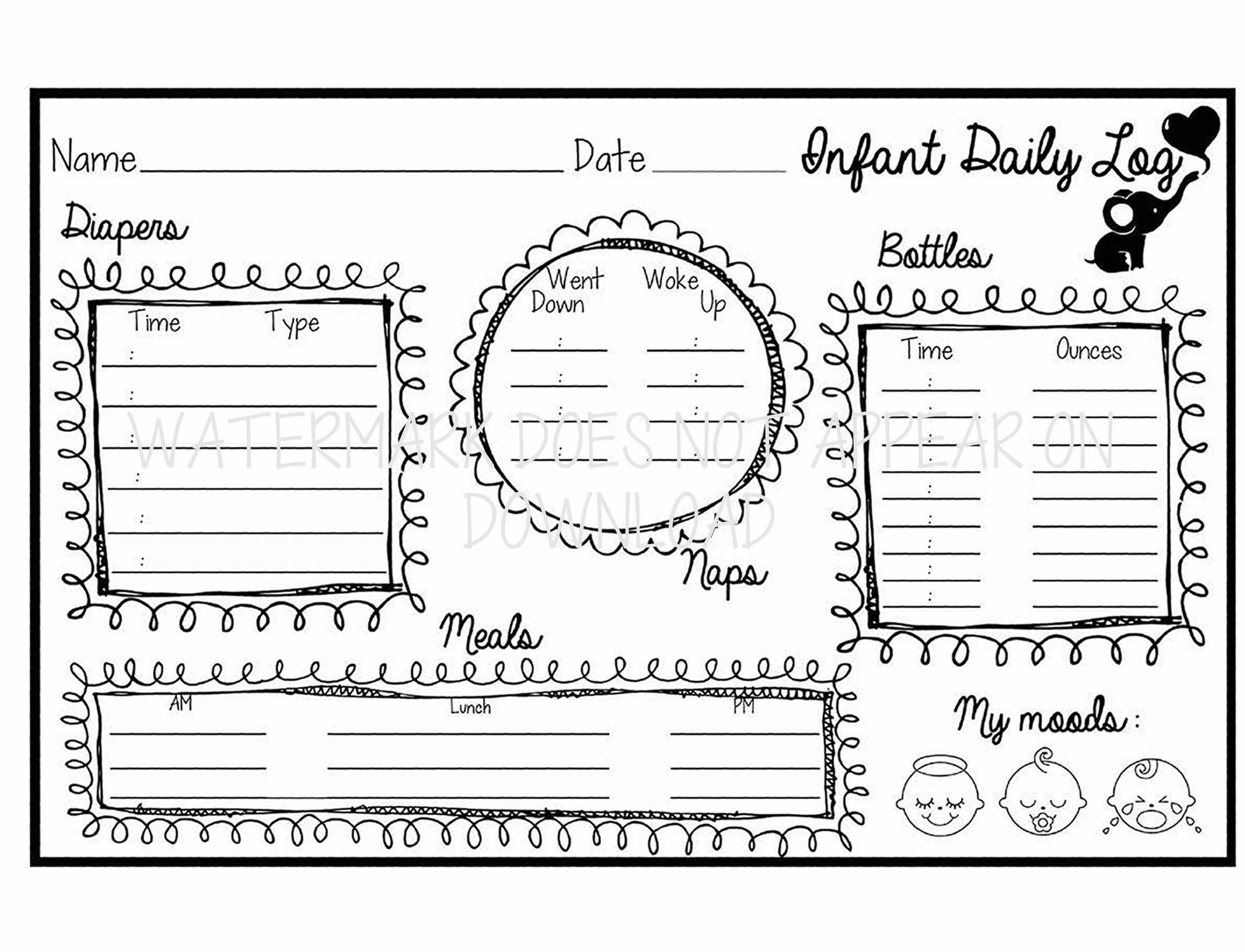 INFANT DAILY LOG: Daycare / Preschool/child Care/baby Log/ - Etsy