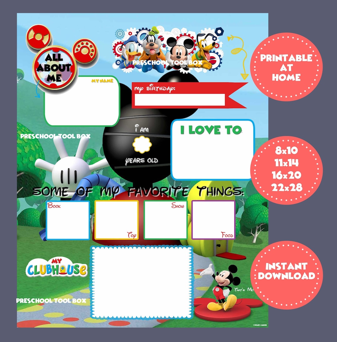 Mickey Mouse Clubhouse All About Me Poster (digital Download) - Etsy