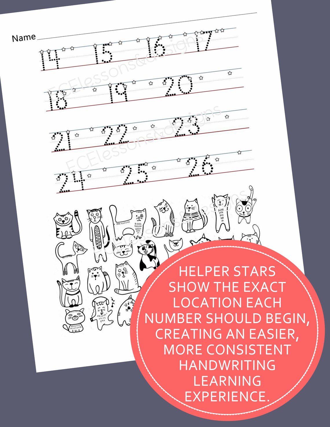 NUMBER HANDWRITING SET 1-26: Prek Kindergarten/numbers 1-26 - Etsy