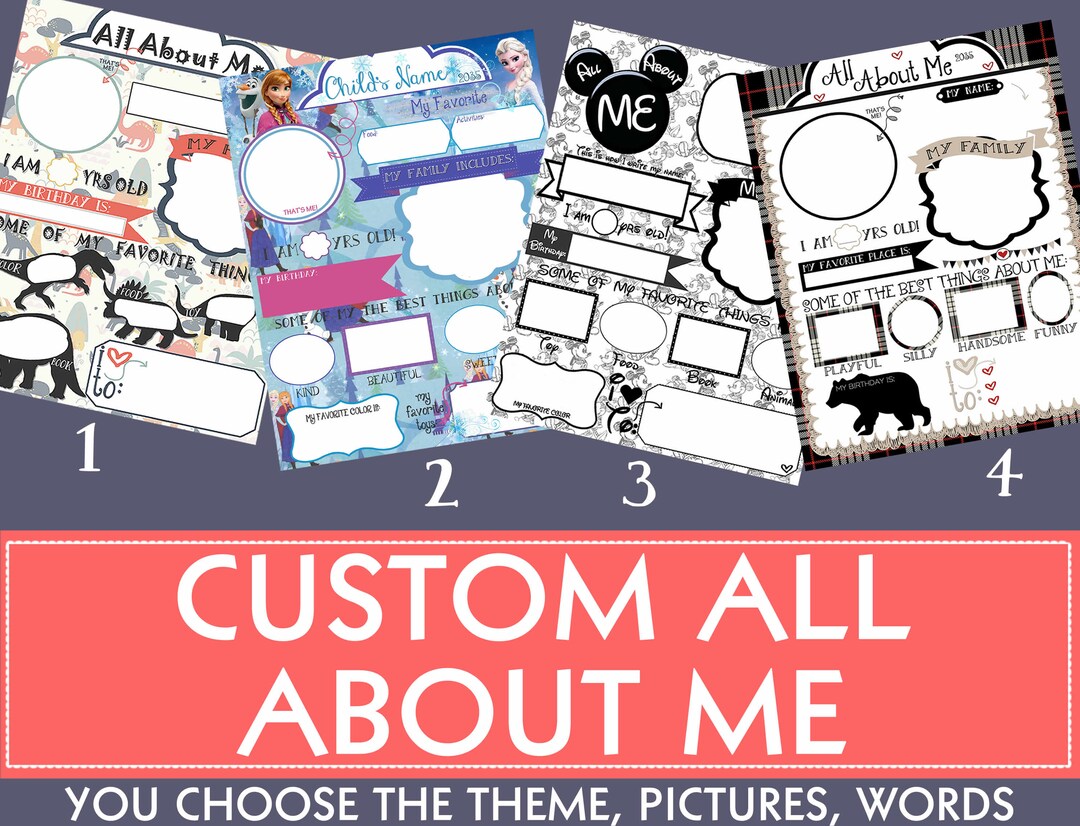 Custom 'all About Me' Poster: Personalized Sign, Printable (digital ...