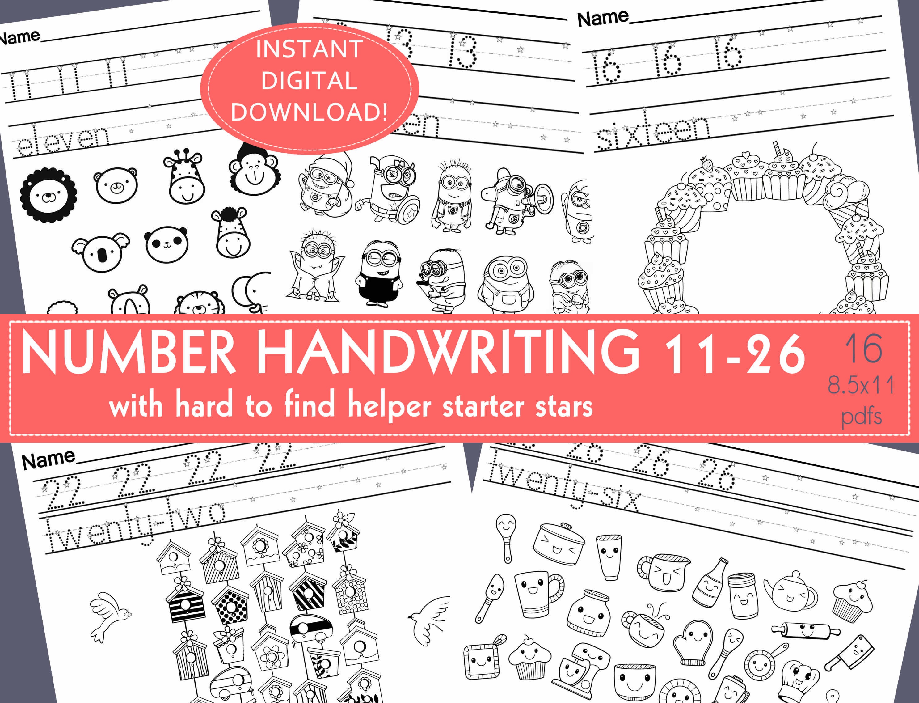 NUMBER HANDWRITING PRACTICE Worksheets: PreK Kindergarten | Etsy