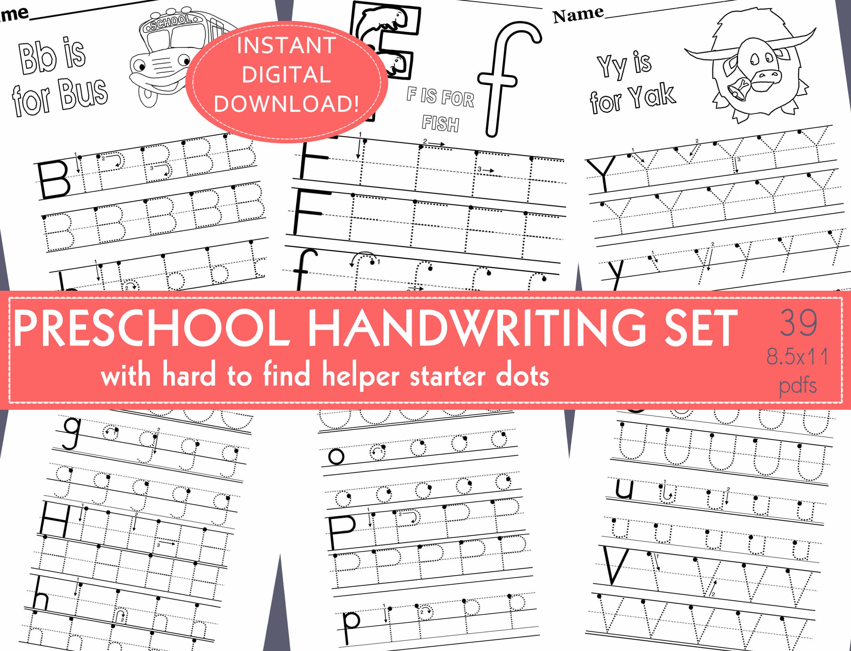 Preschool Handwriting/dot Tracing Alphabet Tracing Practice | Etsy