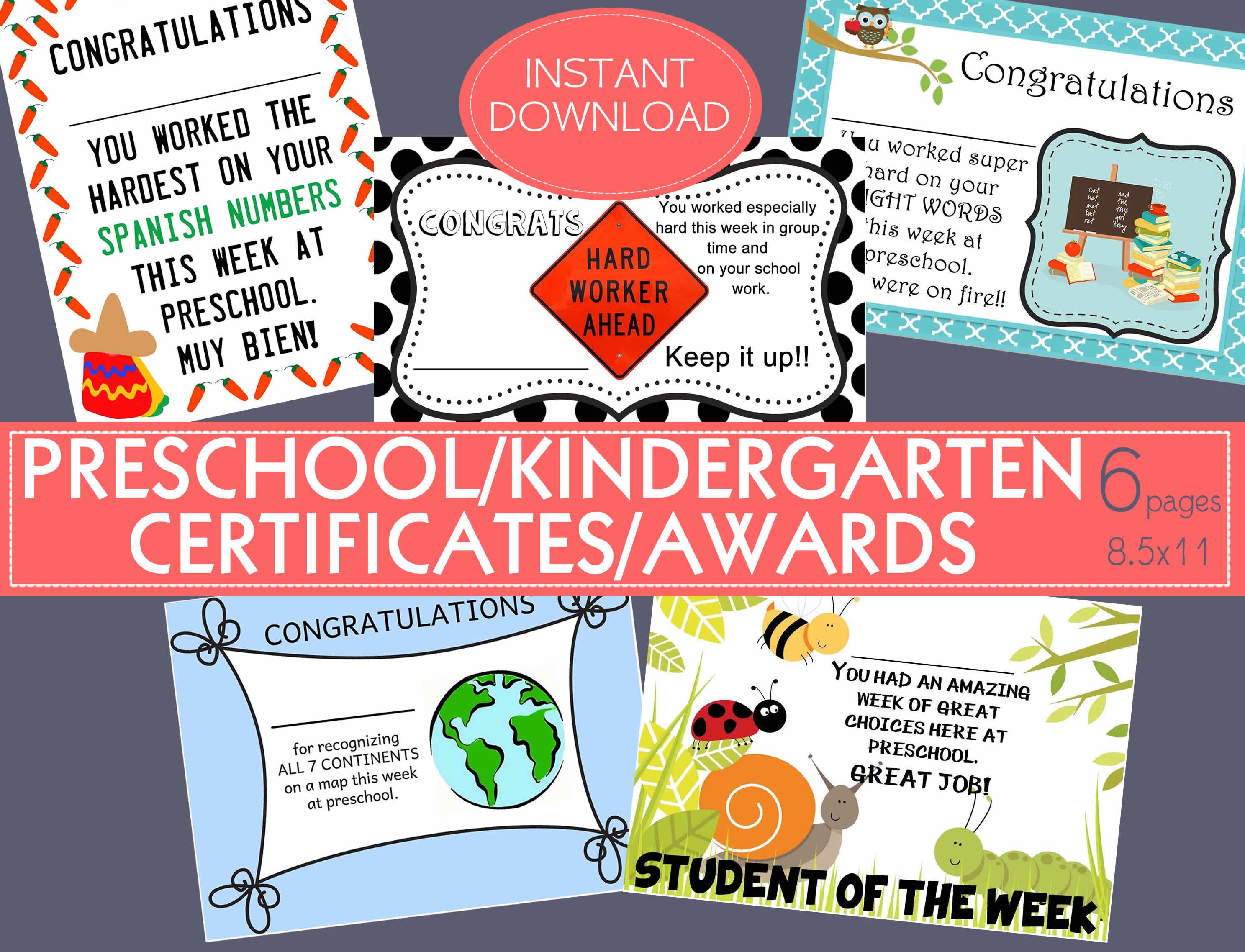 AWARD CERTIFICATES preschool/kindergarten Spanish - Etsy