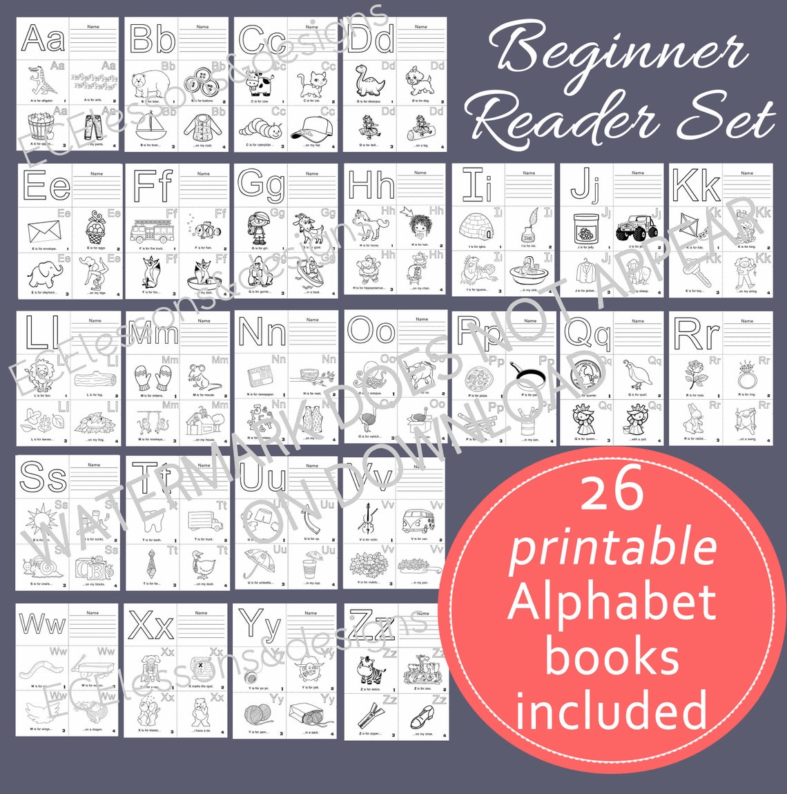 ALPHABET BOOK SET for Beginner Readers: Rhyming Instant - Etsy