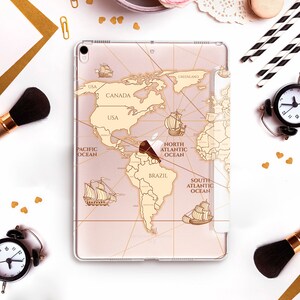 World Map iPad Case for iPad Pro 11 12.9 3rd 10.5 Vintage iPad 10.2 7th ...