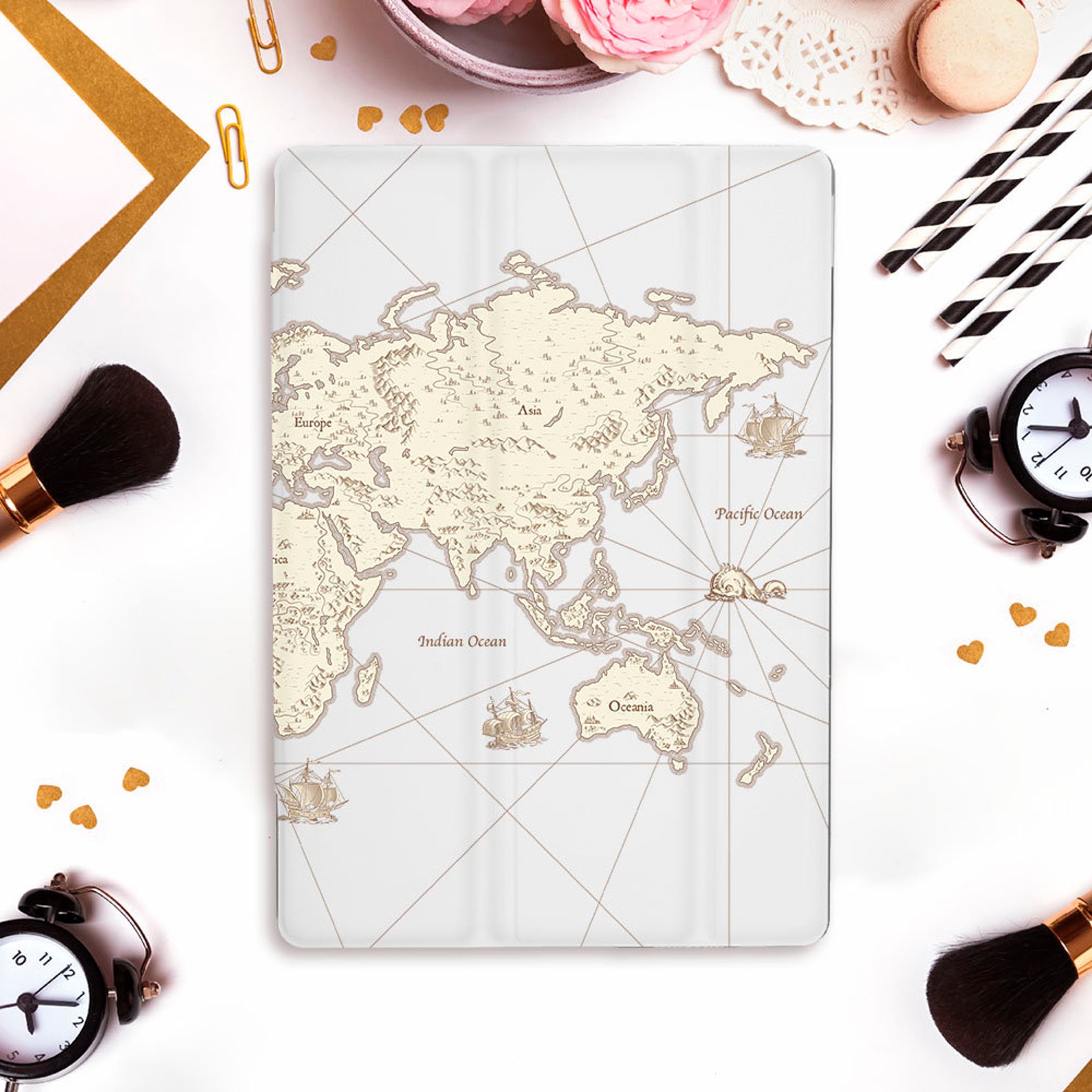 Map iPad Case for iPad Pro 11 12.9 3rd 10.5 Vintage iPad 10.2 7th 9.7 ...