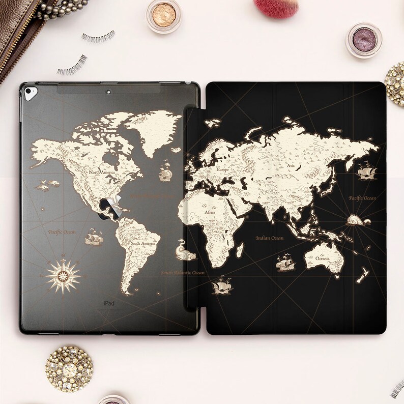 Map iPad Case for iPad Pro 11 12.9 3rd 10.5 Vintage iPad 10.2 7th 9.7 ...