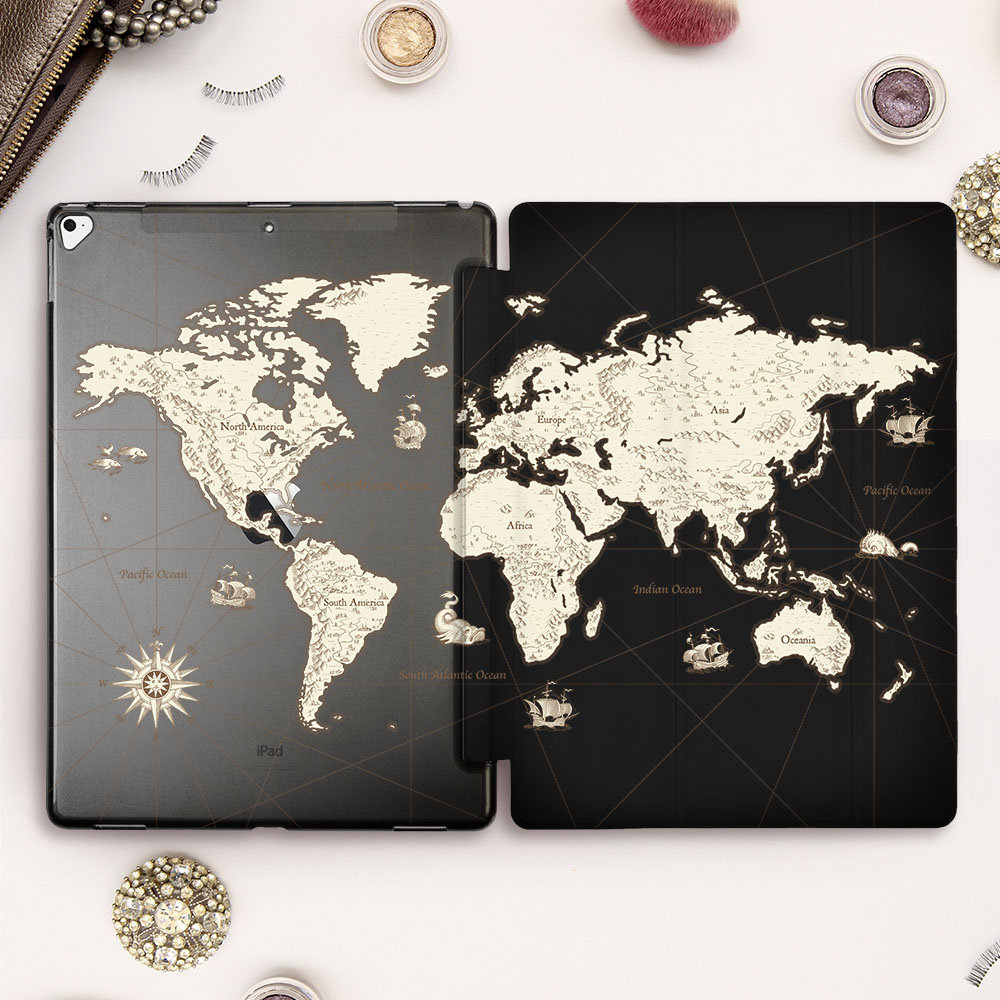 Map iPad Case for iPad Pro 11 12.9 3rd 10.5 Vintage iPad 10.2 7th 9.7 ...