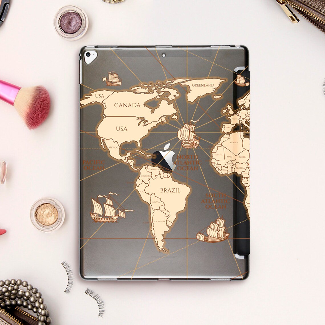 World Map iPad Case for iPad Pro 11 12.9 3rd 10.5 Vintage iPad 10.2 7th ...