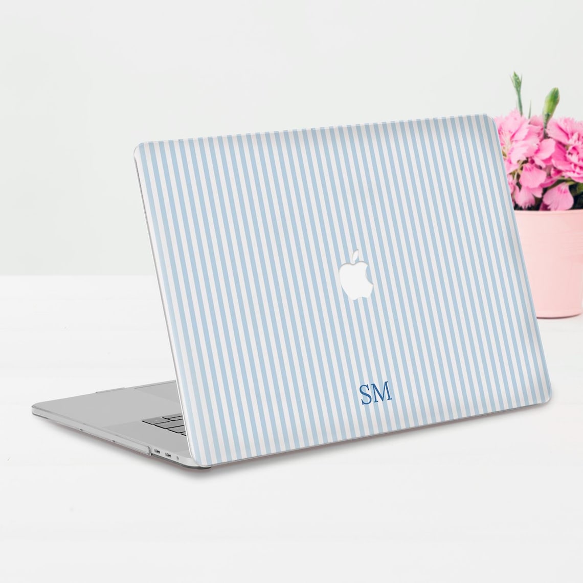 Initials MacBook Case Blue Stripes MacBook Pro 13 Air 13 Air 15 Inch M2 ...