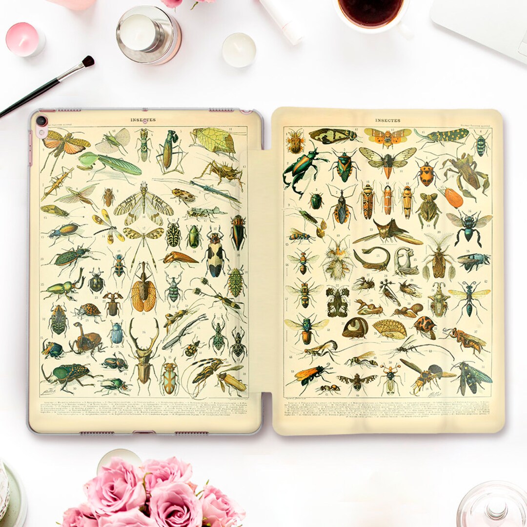 Insects iPad Case Vintage Book iPad 10th 9th Air 5 4 Pro 12.9 11 iPad ...