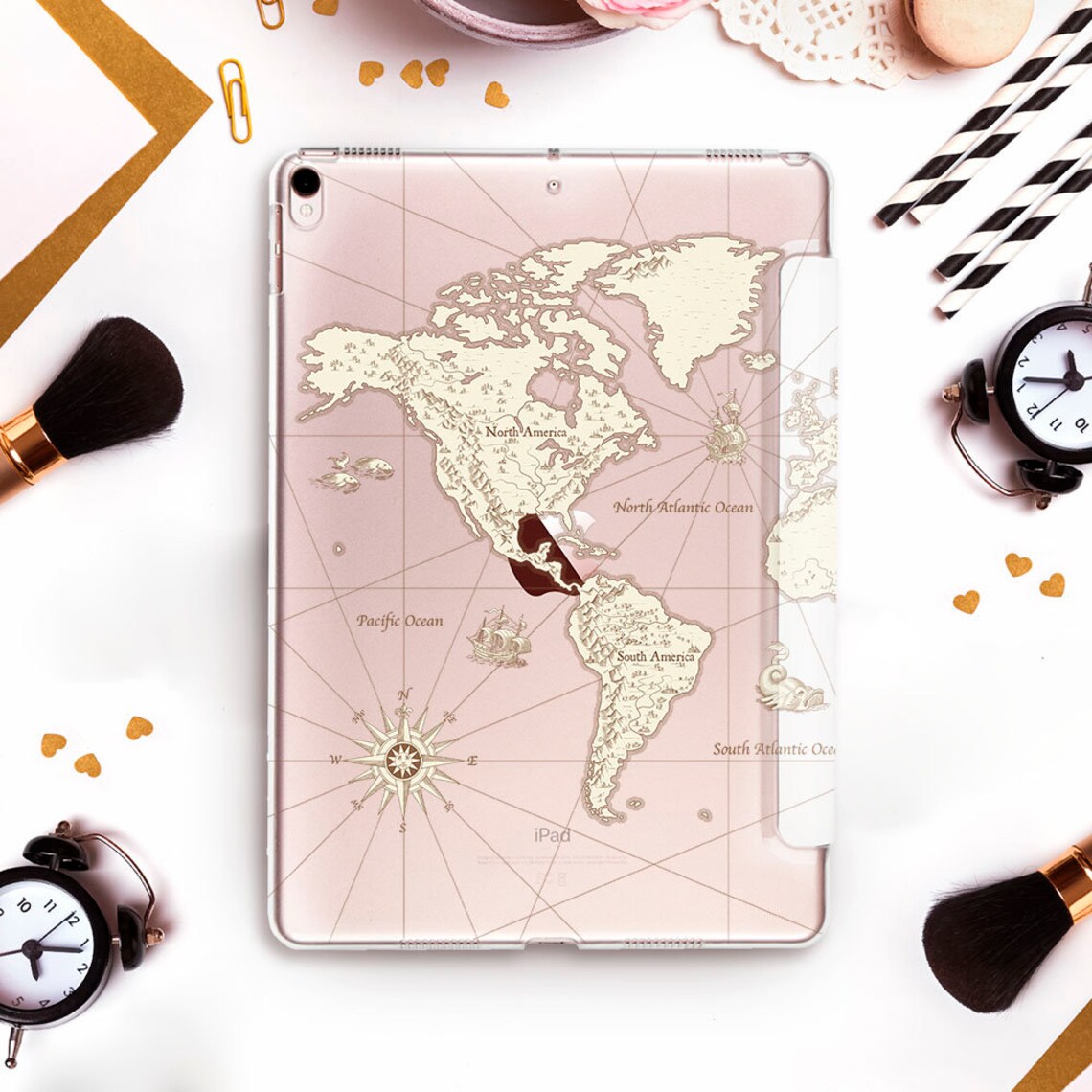 Map iPad Case for iPad Pro 11 12.9 3rd 10.5 Vintage iPad 10.2 7th 9.7 ...
