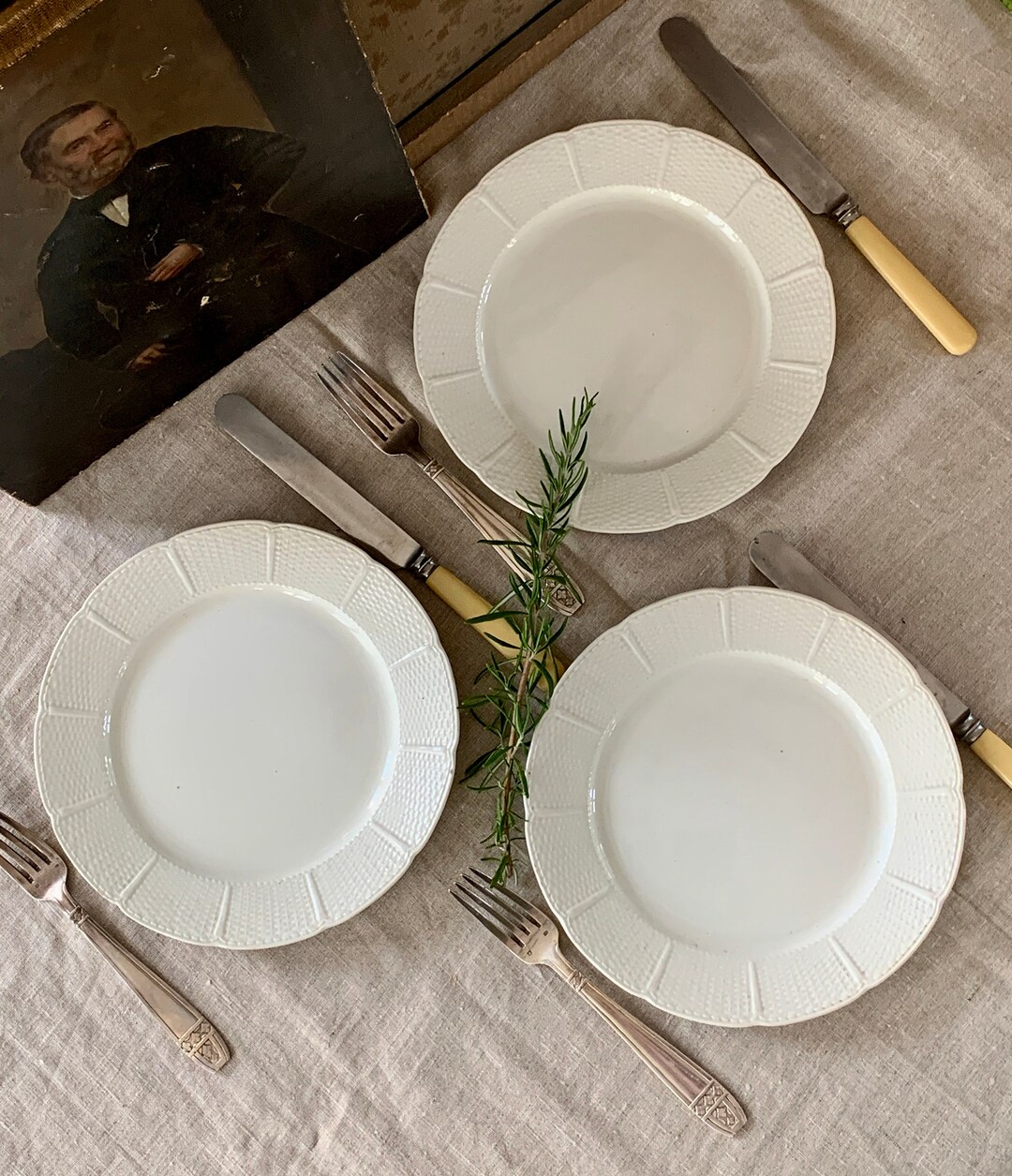 Set of 3 Antique Wedgwood White Ironstone Plates Majolica Plates - Etsy