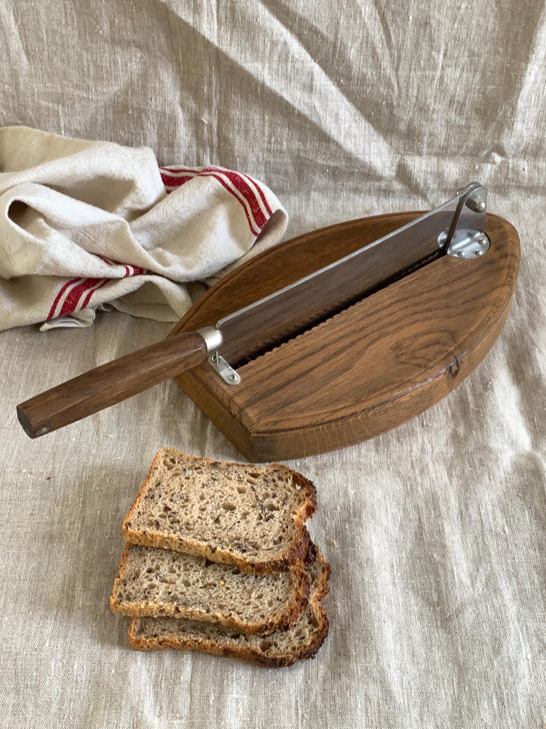French Antique Bread Guillotine: Wooden Farmhouse Kitchen Slicer - Etsy
