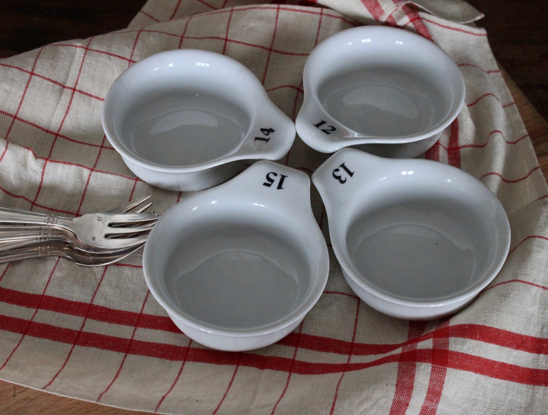 4 Vintage French Apilco Dishes Professional Ramekins White Ironstone ...