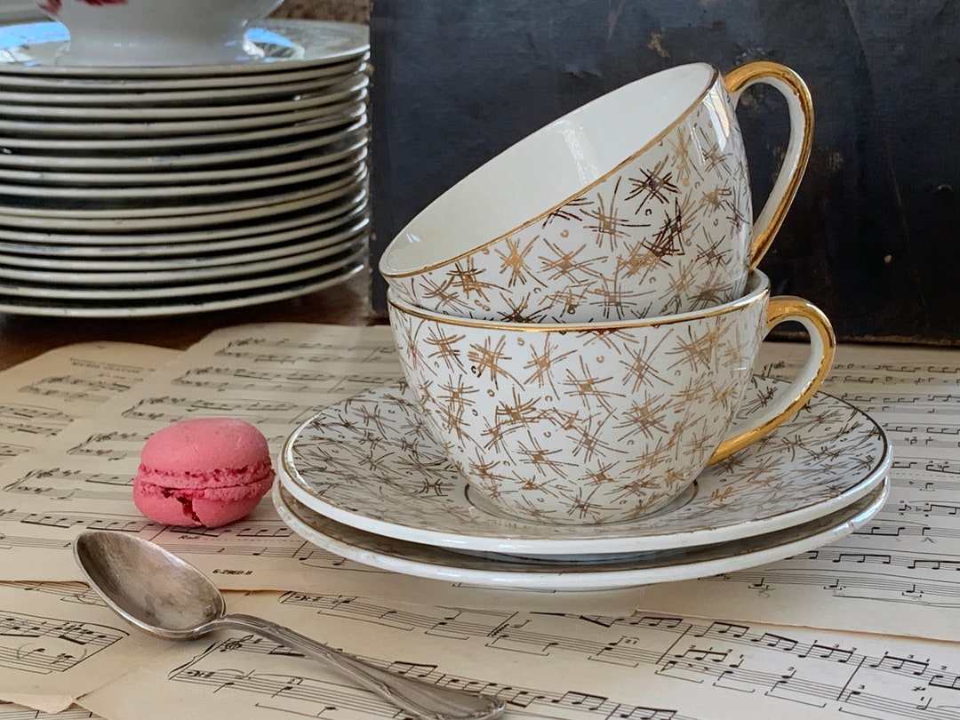 Set of 2 French Antique Tea Or Coffee Cups and Saucers Digoin ...