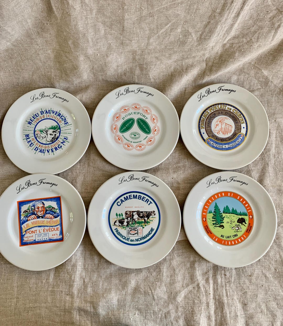 Vintage French Porcelain Cheese Plates: "les Bons Fromages" Set - Etsy