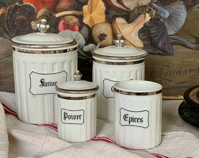 Set of 4 Antique French Aluminite Frugier Canisters Antique French ...