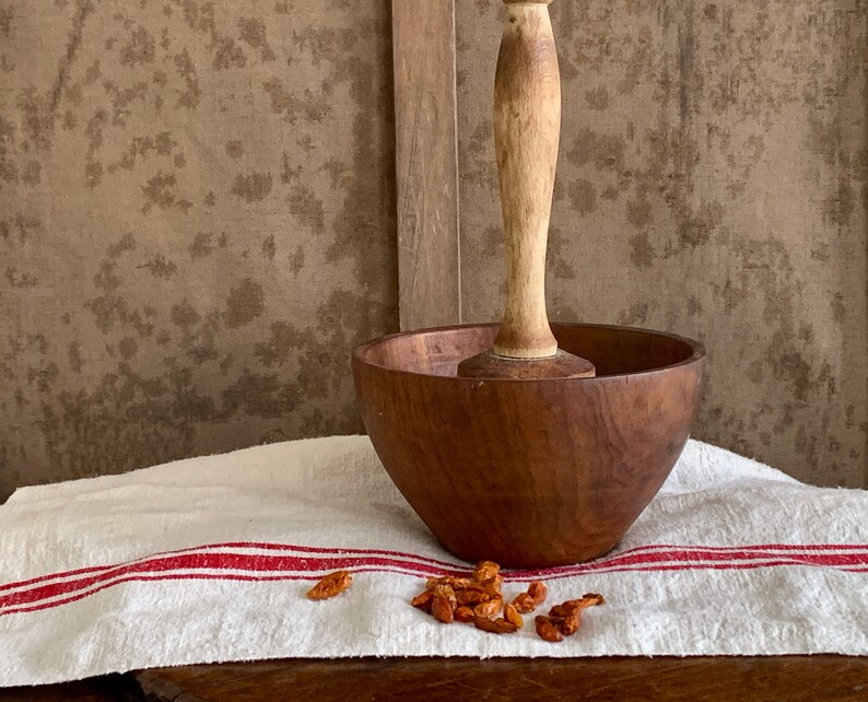 Large French Antique Wooden Pestle and Mortar Primitive Spice - Etsy