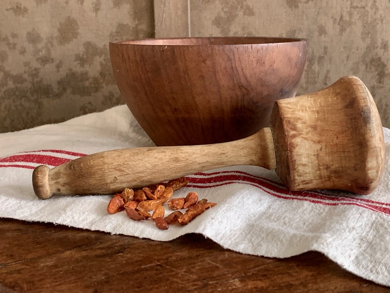 Large French Antique Wooden Pestle and Mortar Primitive Spice - Etsy
