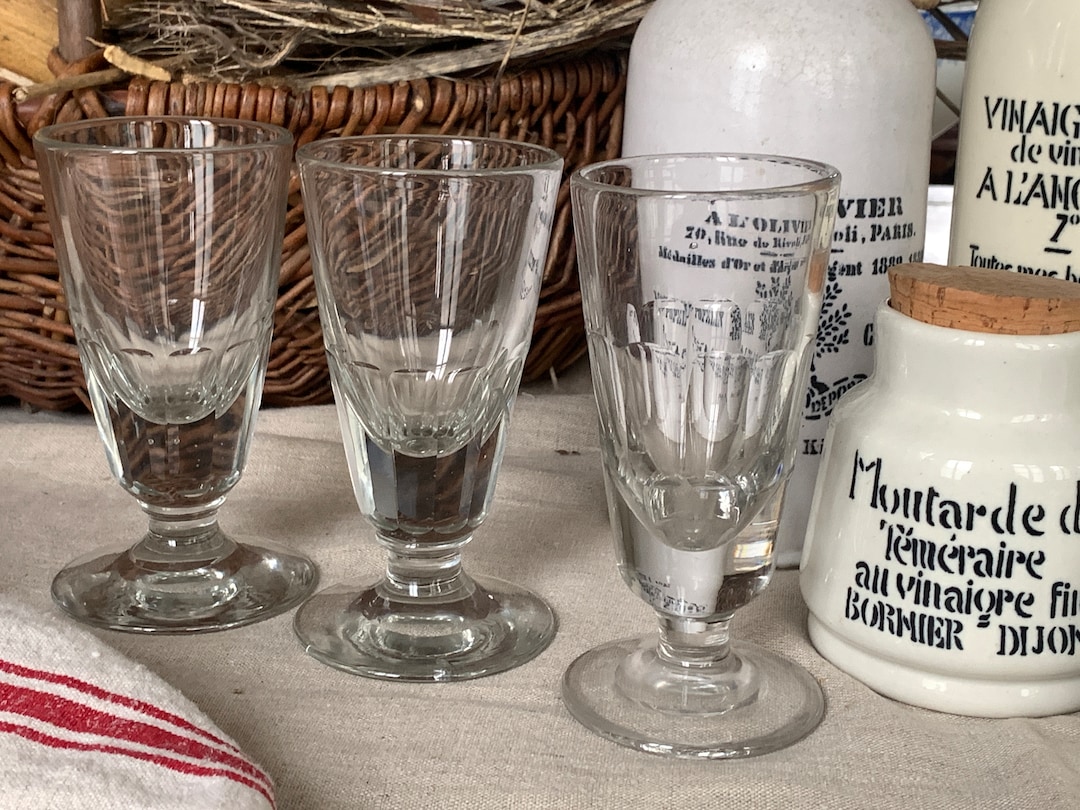 Set of 3 Antique French Absinthe Glasses Vintage Wine Cut Glasses ...