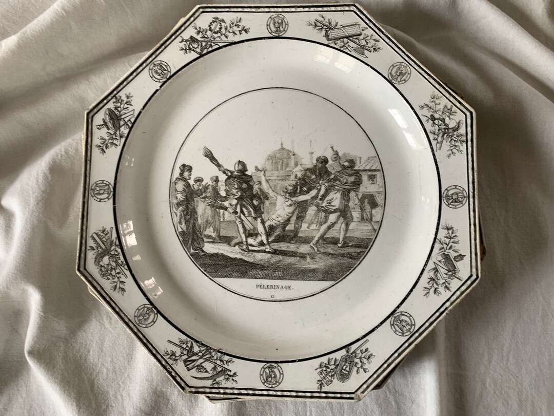 Huge Set of 4 Antique French Octogonal Beaded Edge Creil &montereau 19s ...