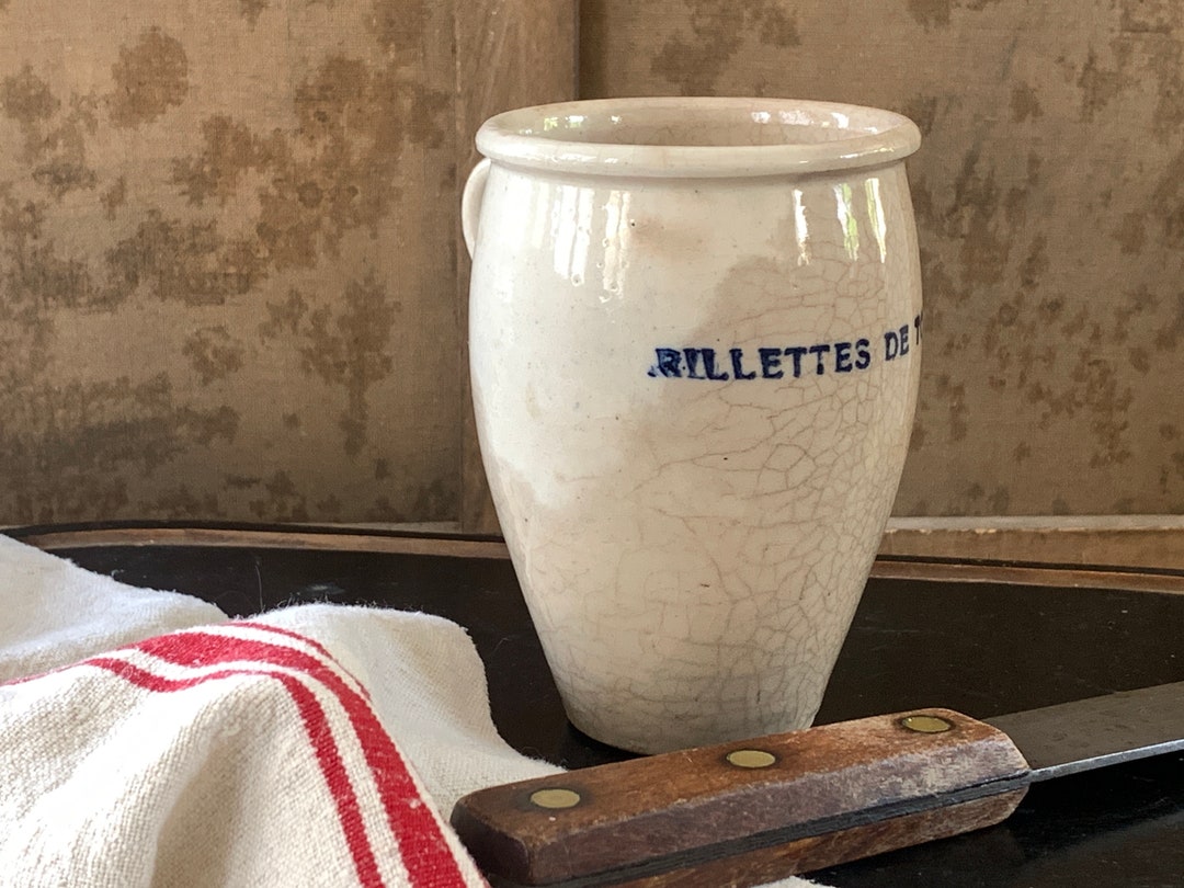 French Antique White Ironstone Jar French Rillettes Jar Utensils Jar ...
