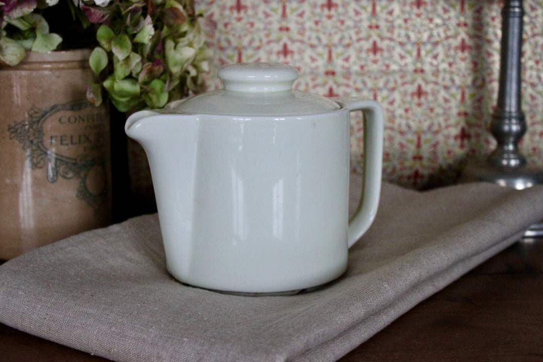 Vintage French APILCO White Ironstone Teapot French Farmhouse Kitchen ...