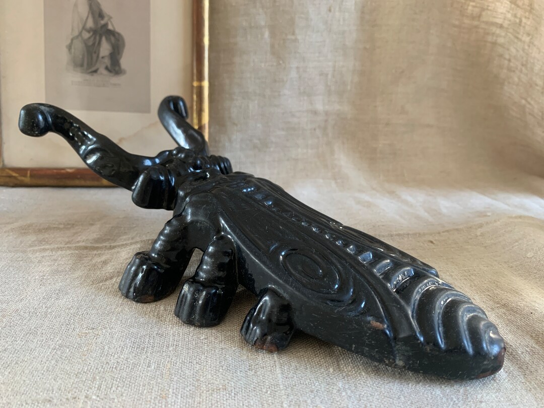French Vintage Cast Iron Boot Pull Black Beetle Shoe Remover Enamelled ...