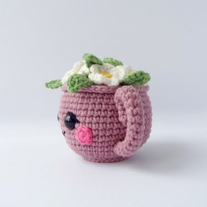 Cup With Flowers Crochet Pattern, Crochet Cute Amigurumi Cup With ...