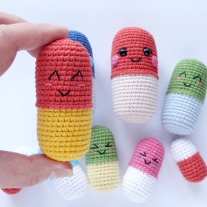 Amigurumi Pills Crochet Pattern, 4 Pill Sizes in 1 Crochet Pattern ...
