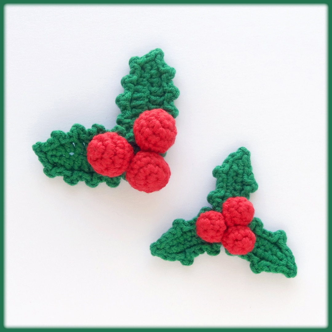 Christmas Holly Decorations Crochet Pattern - Holly Leaves and Berries ...