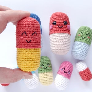 Amigurumi Pills Crochet Pattern, 4 Pill Sizes in 1 Crochet Pattern ...