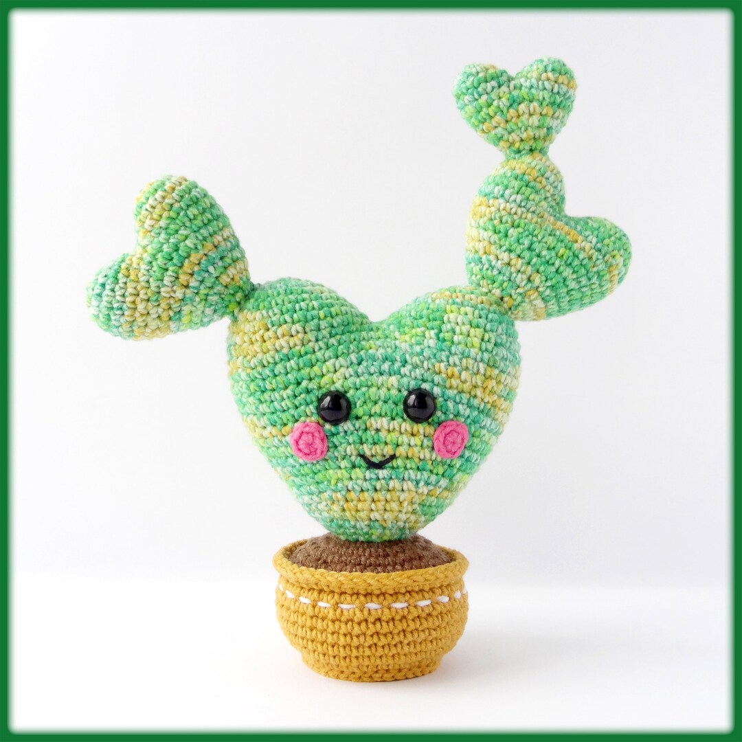 Crochet Pattern Cute Heart Cactus With Baby Cactuses Amigurumi Toy - Etsy