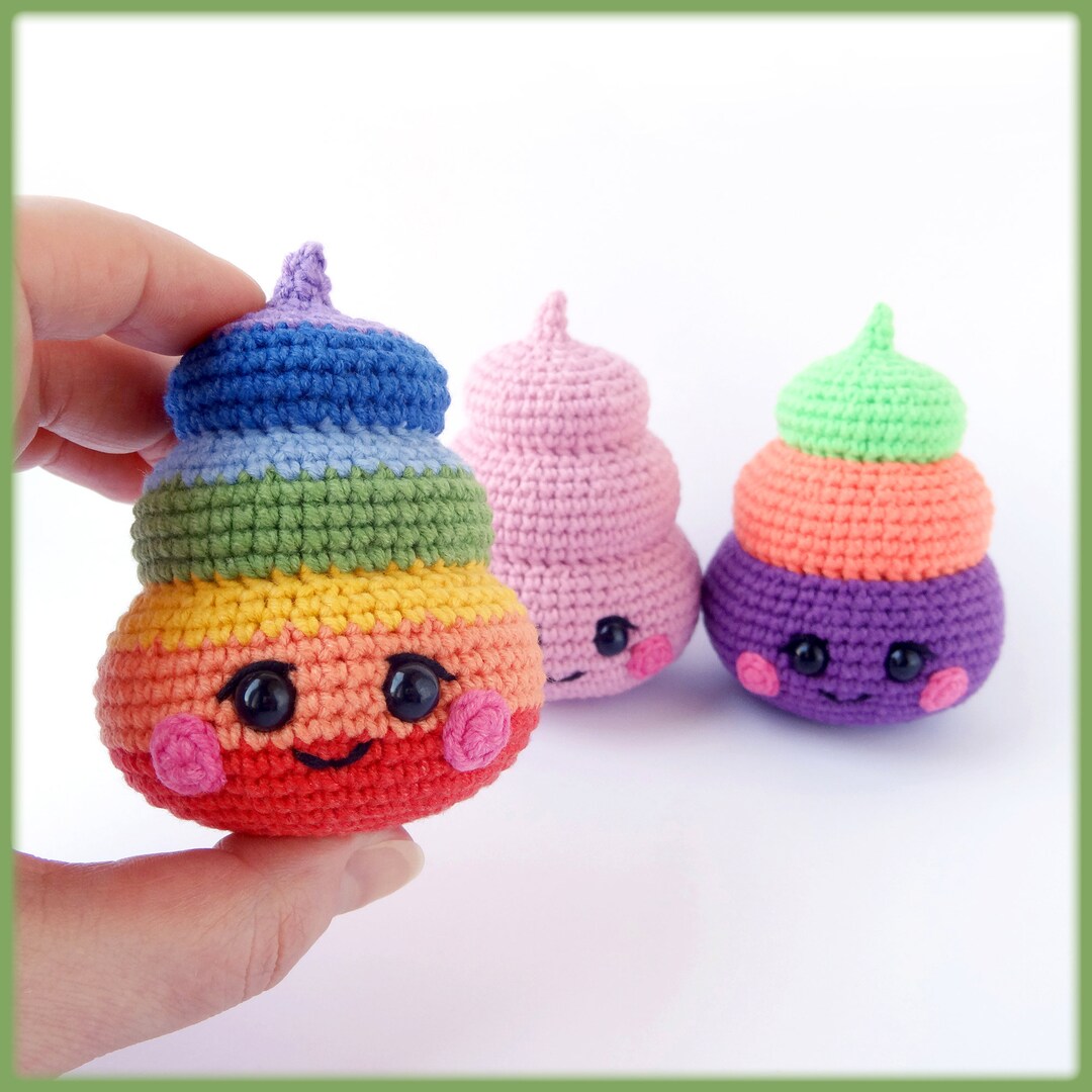 Rainbow Poop Crochet Pattern Kawaii Amigurumi Toy, Crochet Poop Pattern ...