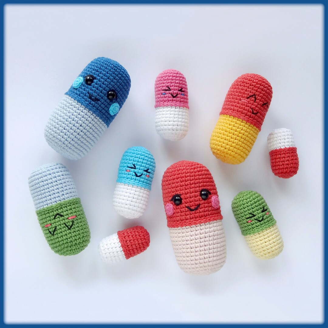 Amigurumi Pills Crochet Pattern, 4 Pill Sizes in 1 Crochet Pattern ...