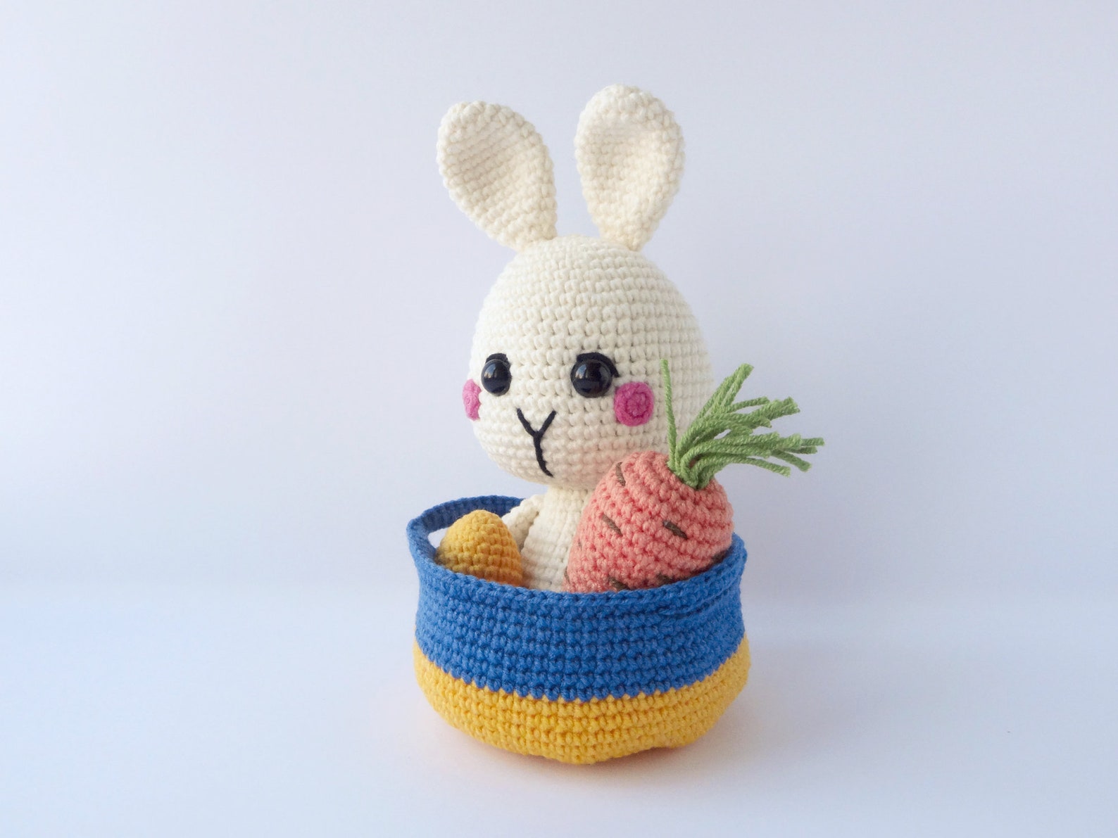 Easter Crochet Pattern Rabbit With a Carrot and Eggs in a - Etsy