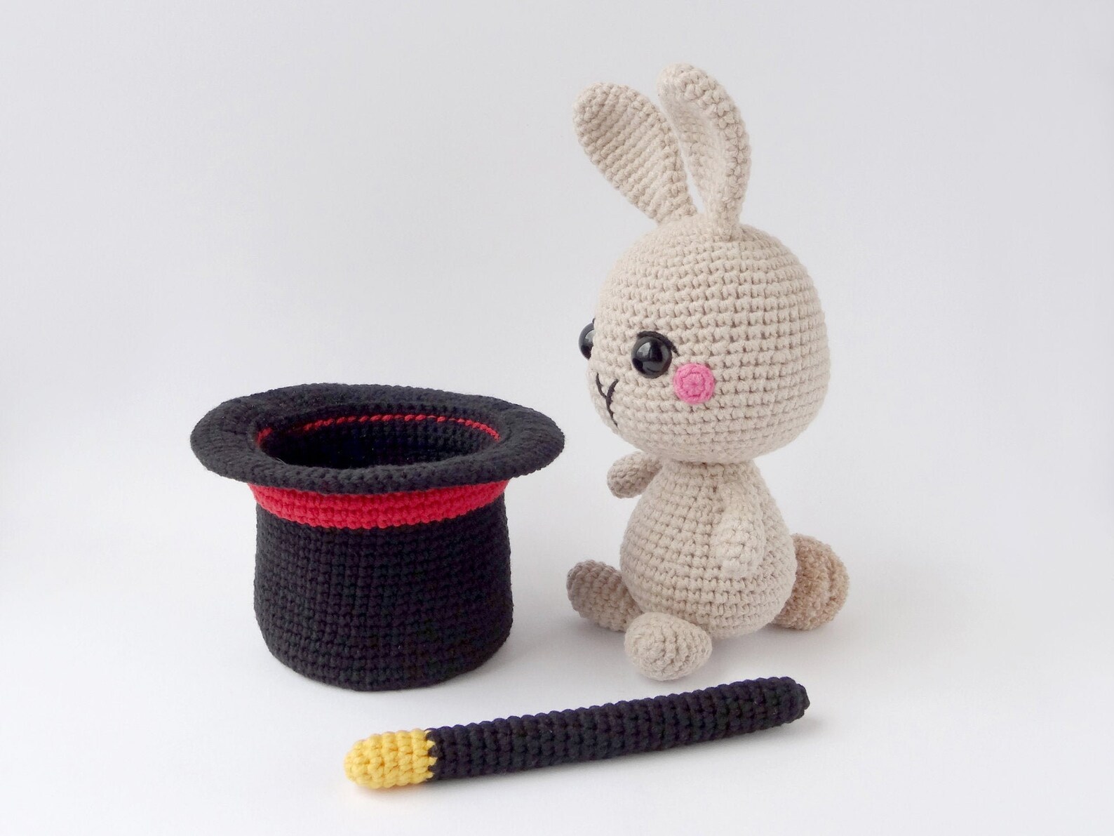 Rabbit and Magicians Hat With Magic Wand Amigurumi Crochet | Etsy