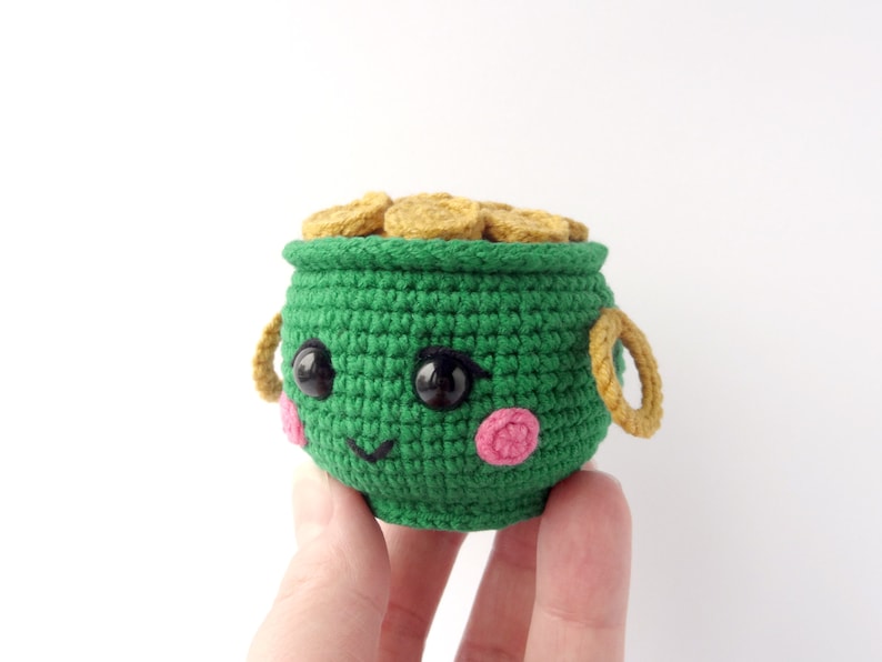 Crochet Pattern Amigurumi Pot of Gold and Leprechaun Hat, Crochet Pot ...