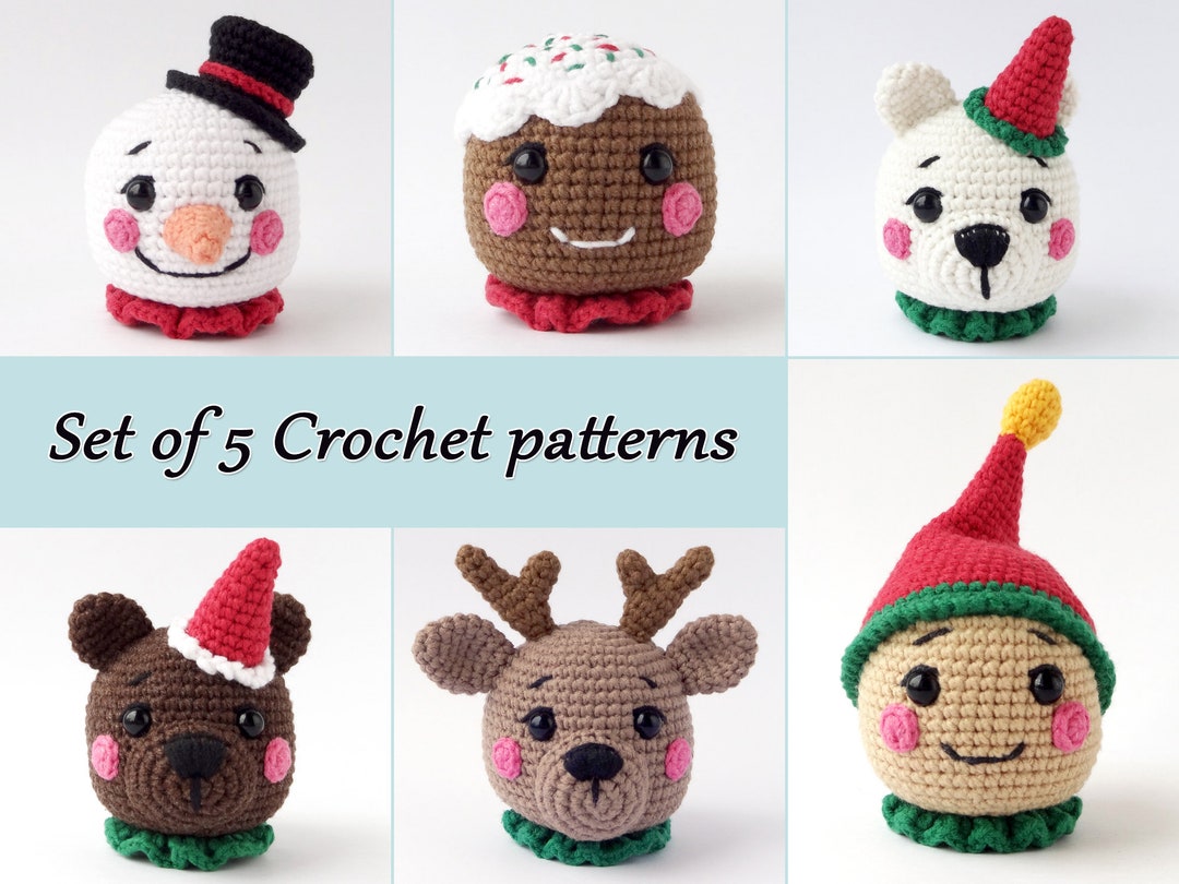 5in1 Christmas Ornaments Crochet Patterns, Set of 5 Christmas ...