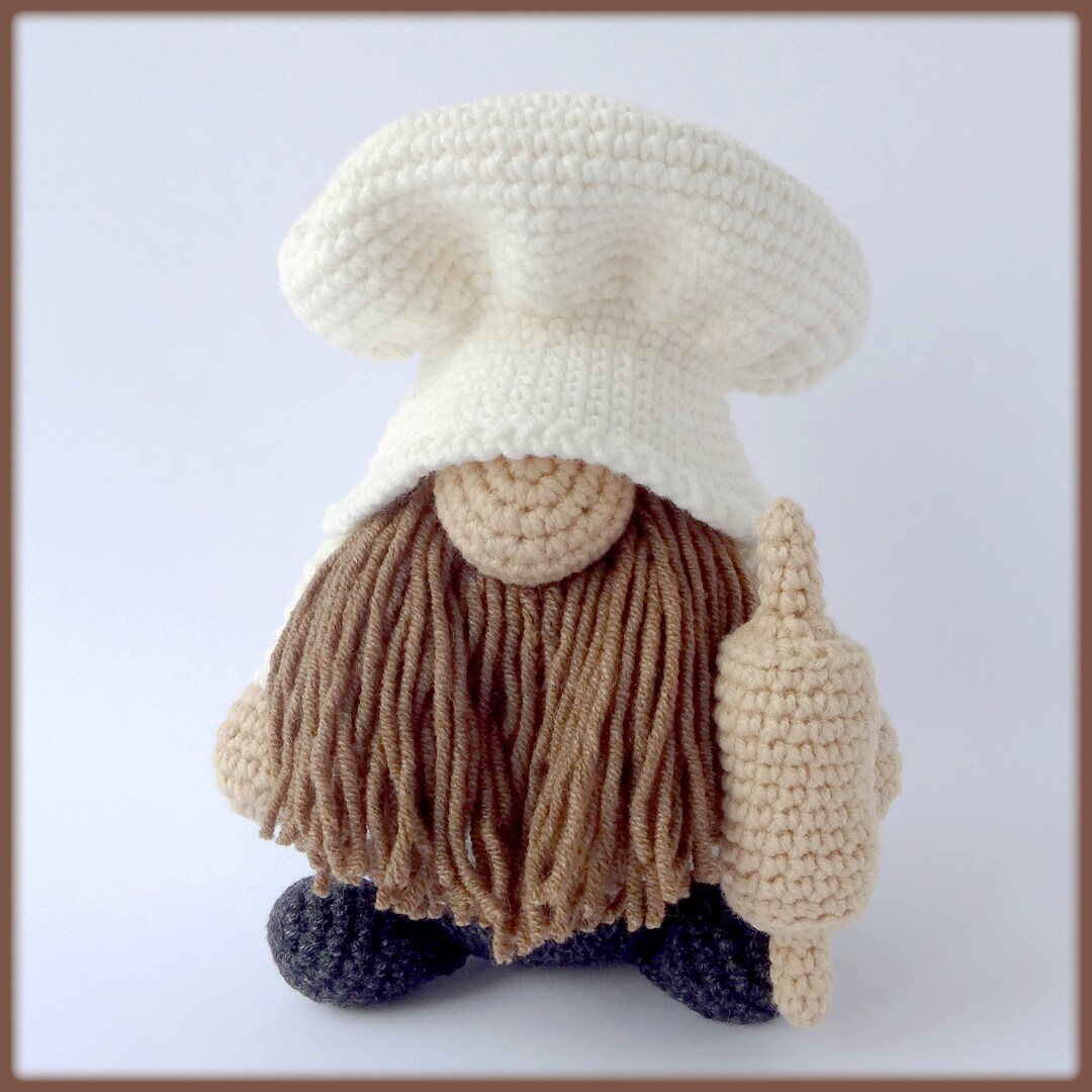 Patrón Chef Gnomo Crochet, patrón gnomo con rodillo pdf, patrón gnomo ...