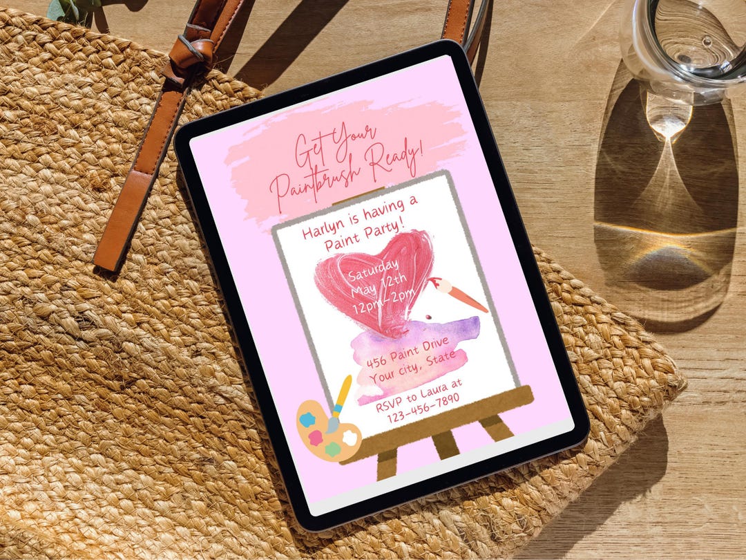 Editable Paintbrush Party Birthday Invitation, Get Your Paintbrush ...