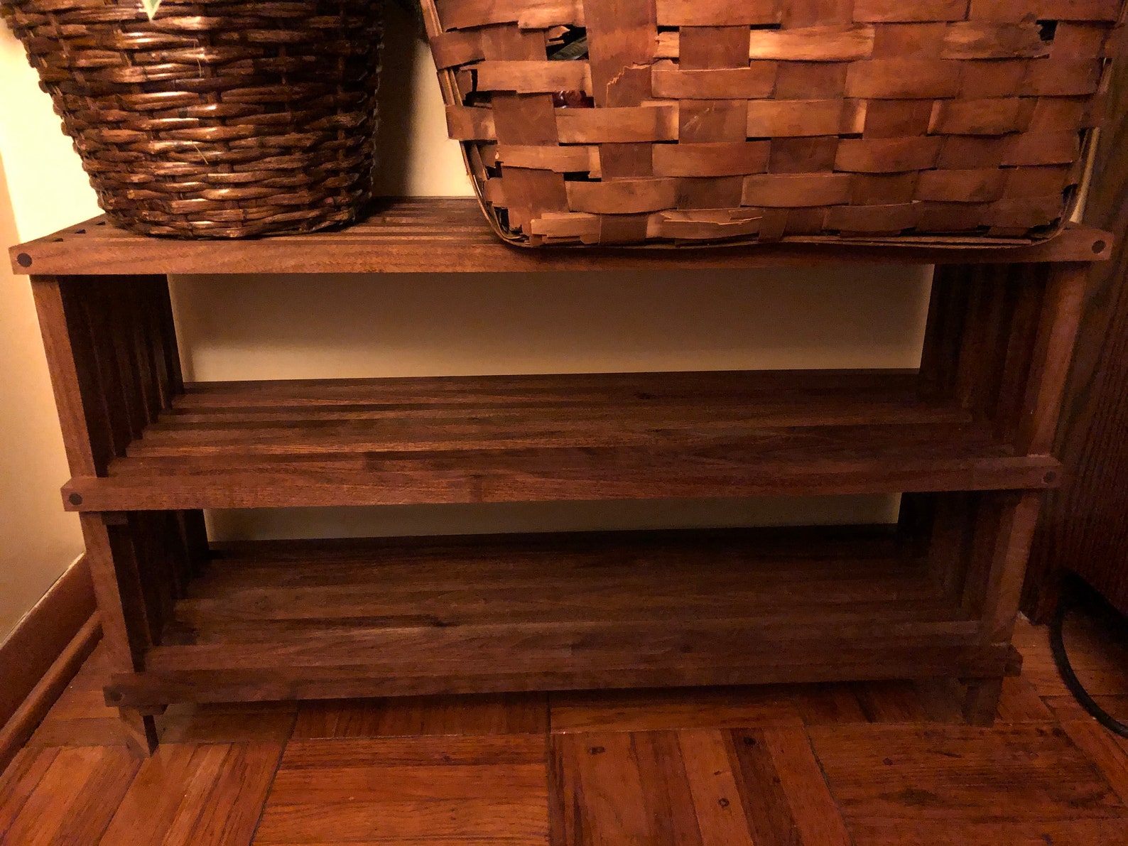 Handcrafted Shoe Rack in Solid Walnut Minimalist Slat Design With ...