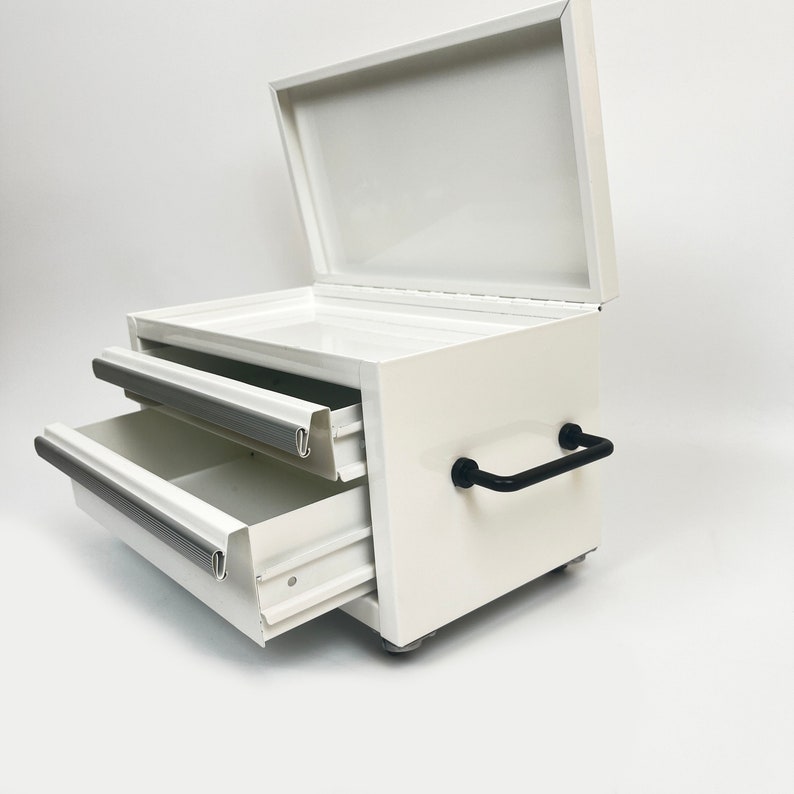 Mini Metal 2 Drawer Hobby Tool Box With Handles and Wheels Craft ...