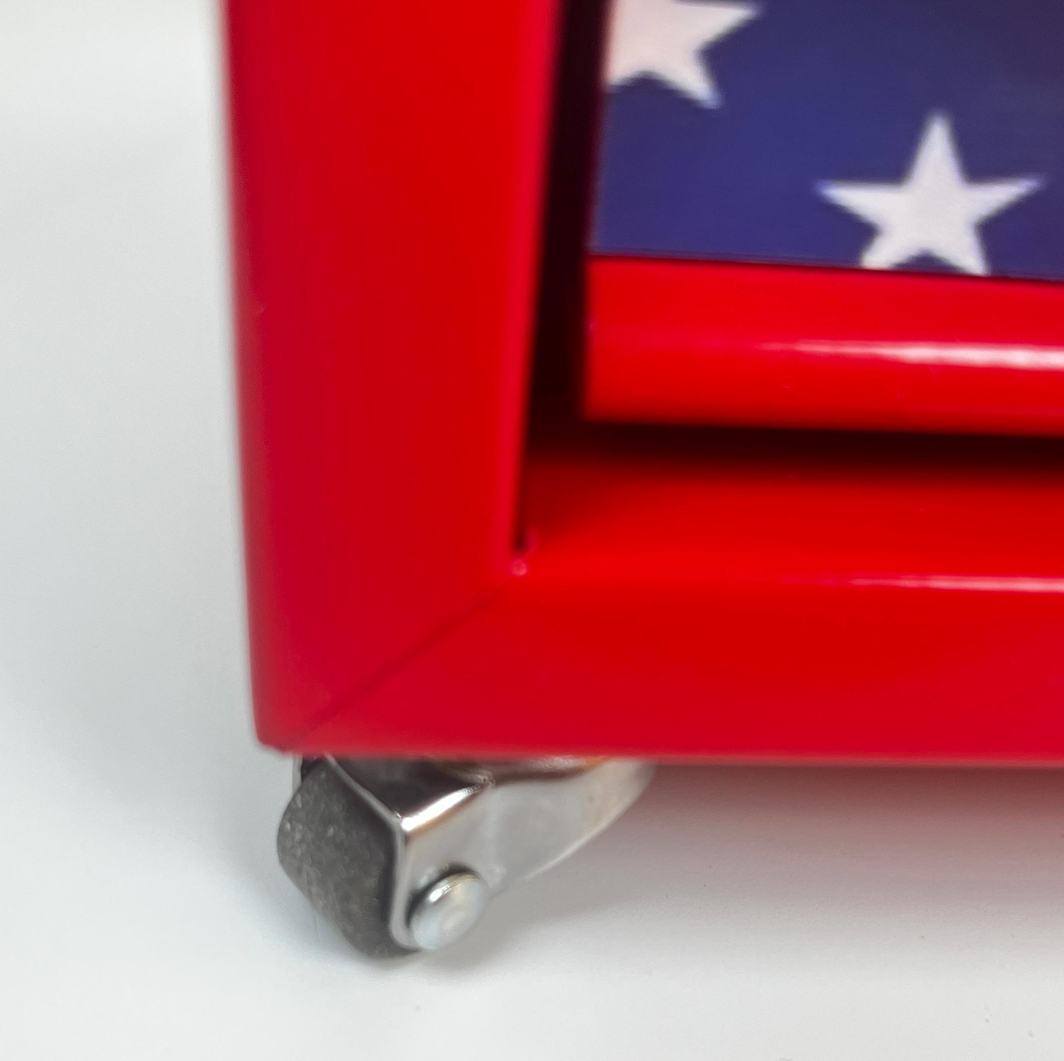 Two Color Mini Metal Patriotic US Flag Tool Box W Drawer and Handles ...