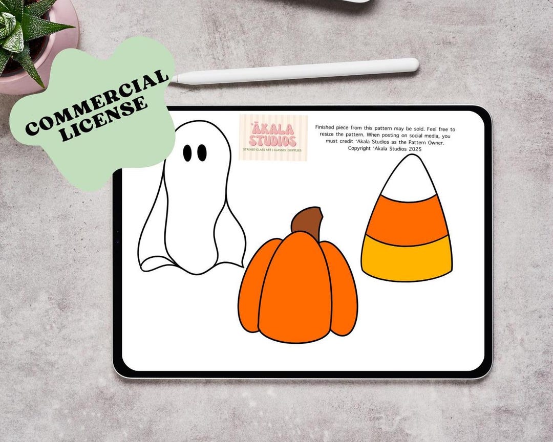Beginner Halloween Stained Glass Nightlight Patterns: Ghost, Pumpkin ...