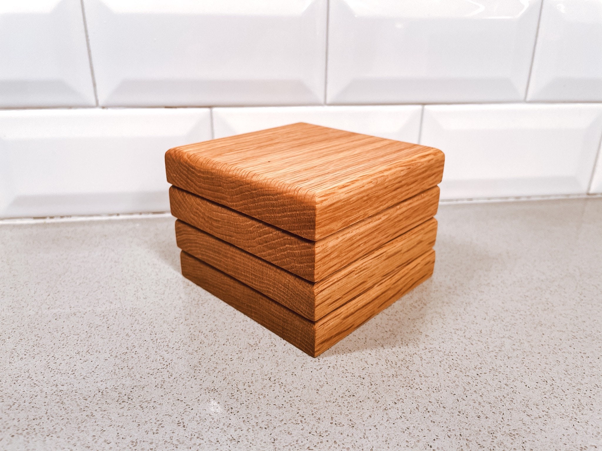 Red Oak Solid Wood Coasters SET OF 4 - Etsy